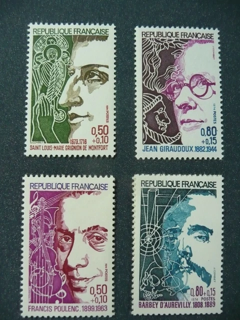 TIMBRE FRANCE NEUF-1974- Serie De 4 Timbres : Personnages Célèbres - EUR 1,20 - PicClick FR
